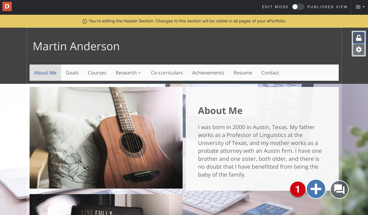 Edit the header section – Digication Help Desk