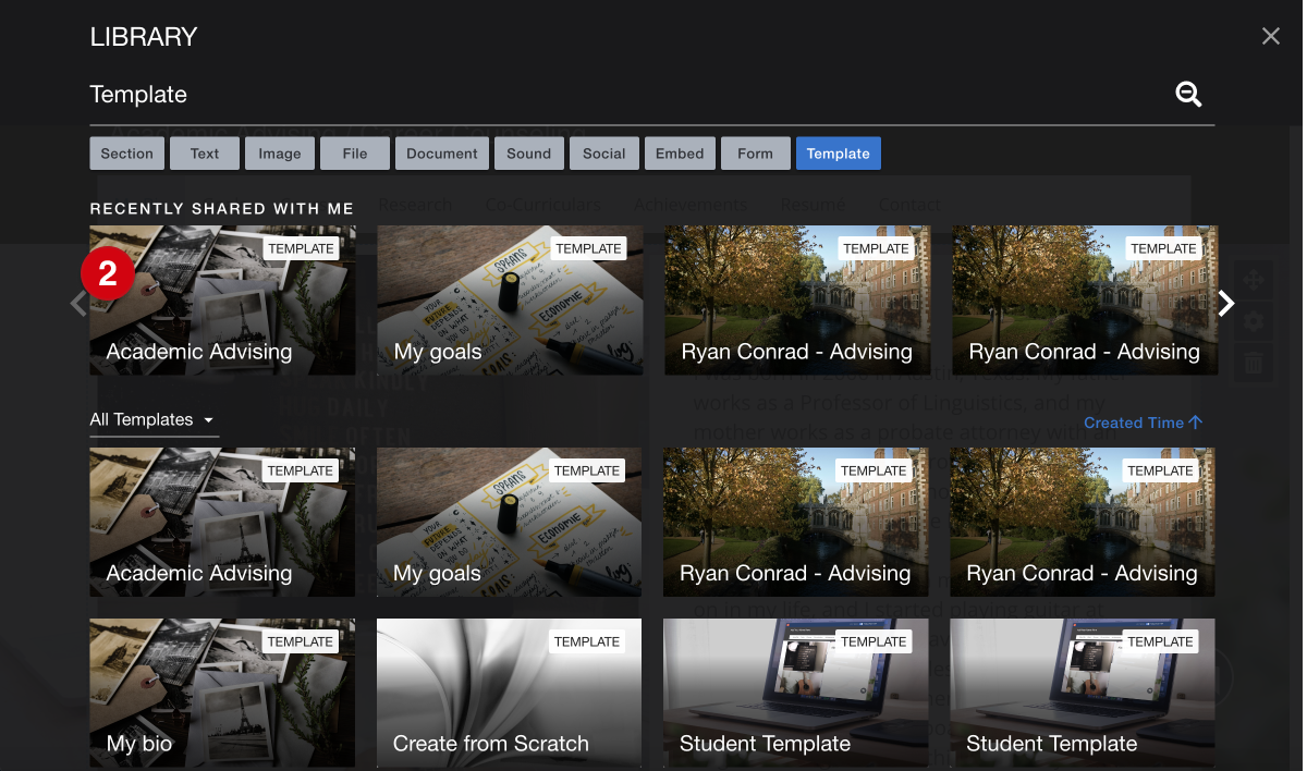 Add a template to an existing work – Digication Help Desk
