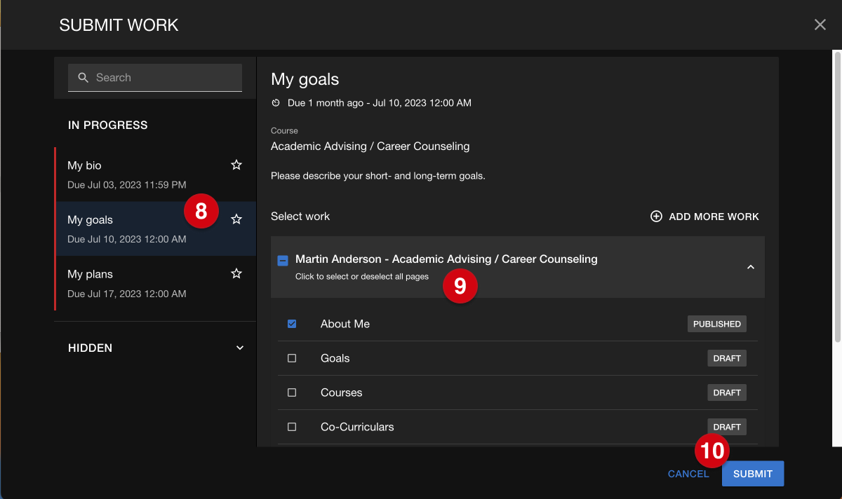 Submit work – Digication Help Desk