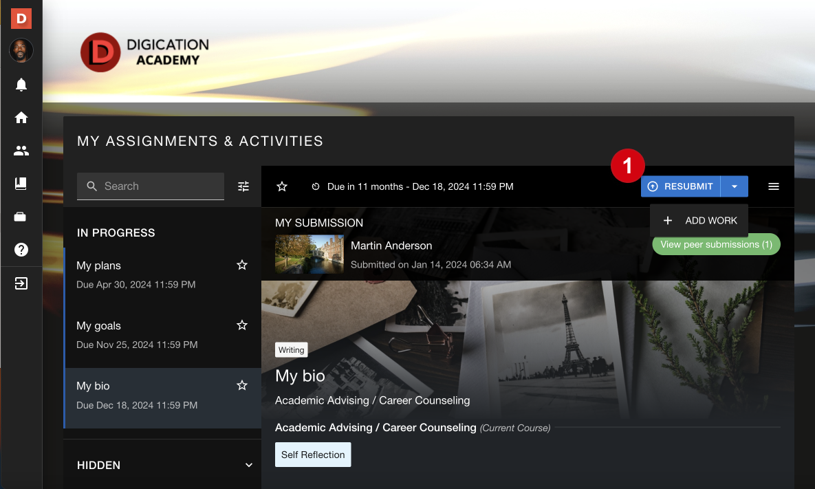 Submit Work Digication Help Desk