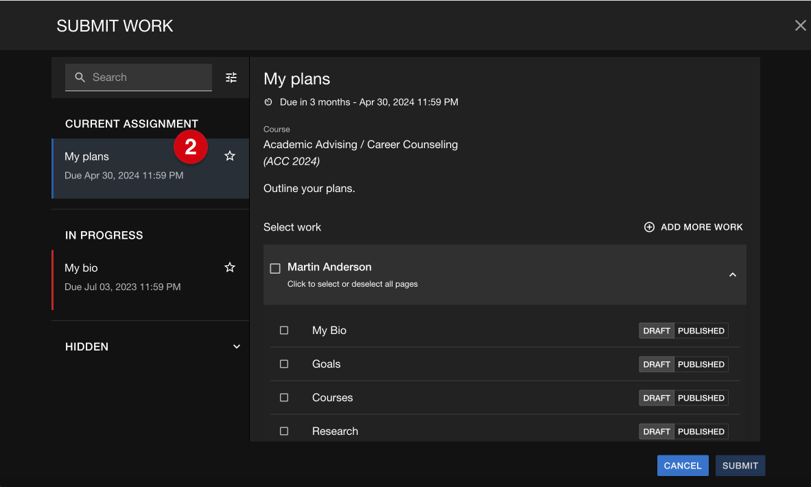 Submit Work – Digication Help Desk