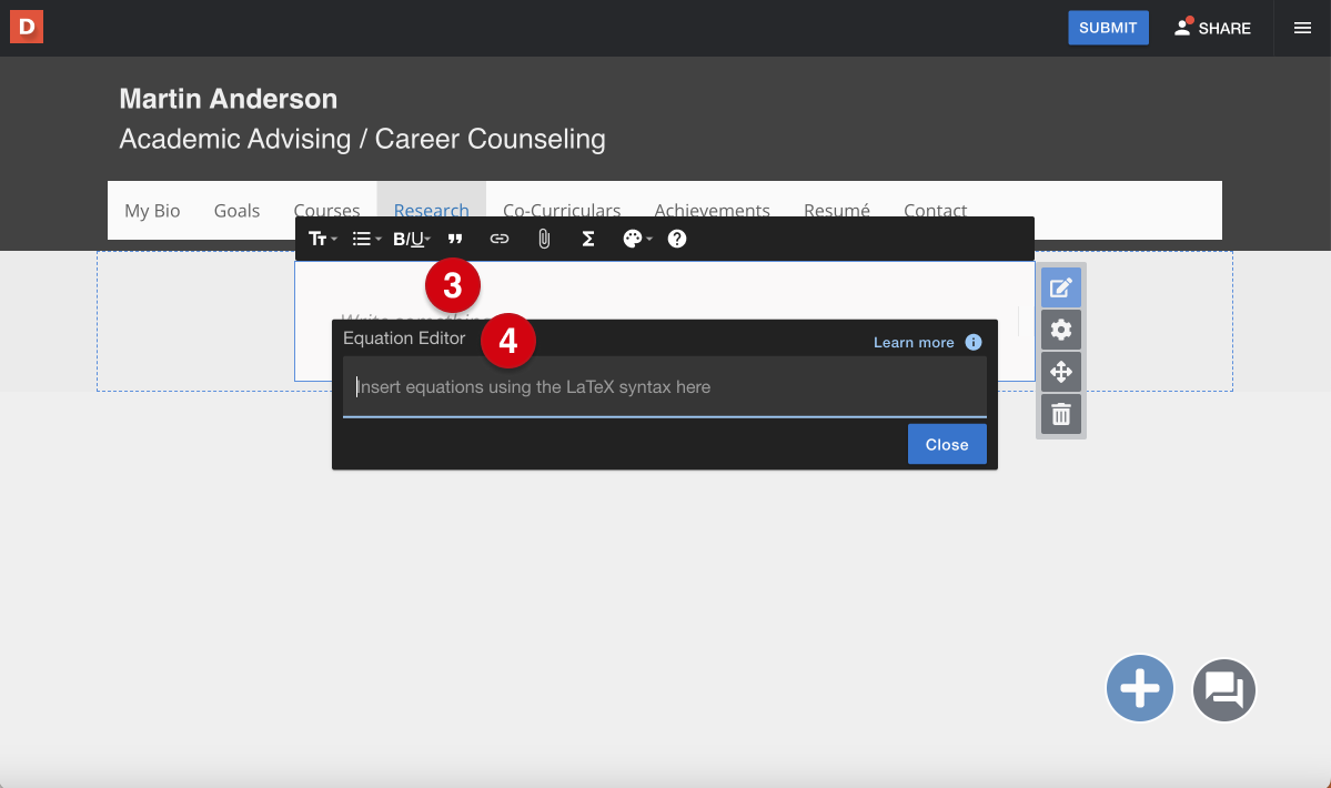 Add and edit equations – Digication Help Desk